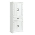 Bellemave Tall White Storage Cabinet - Freestanding, Adjustable Shelves ...