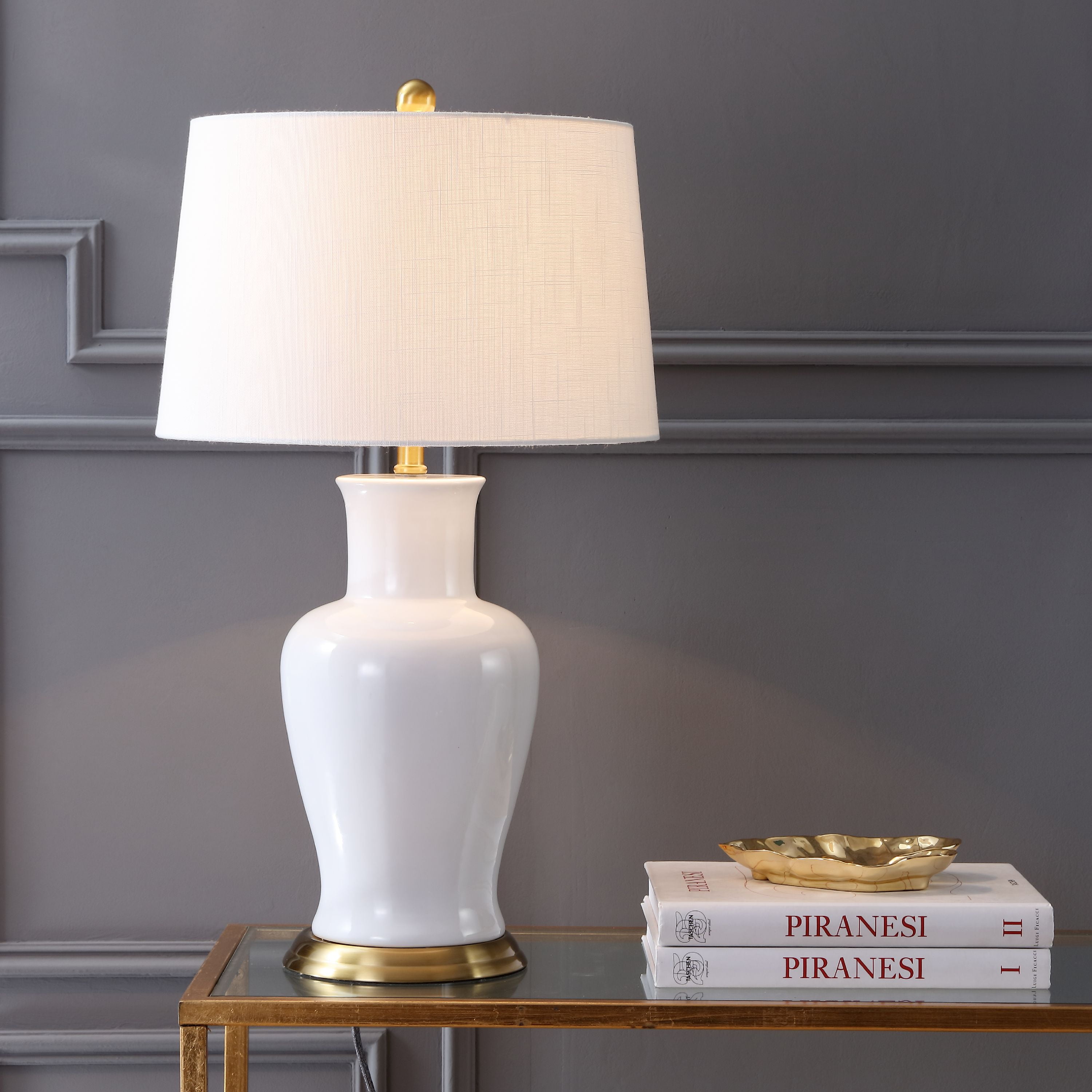Julian 29" Ceramic LED Table Lamp, White/Gold - Walmart.com