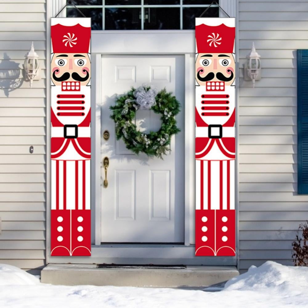 Christmas Door Banner Nutcracker 1 Pair Decorative Porch Banner Front ...