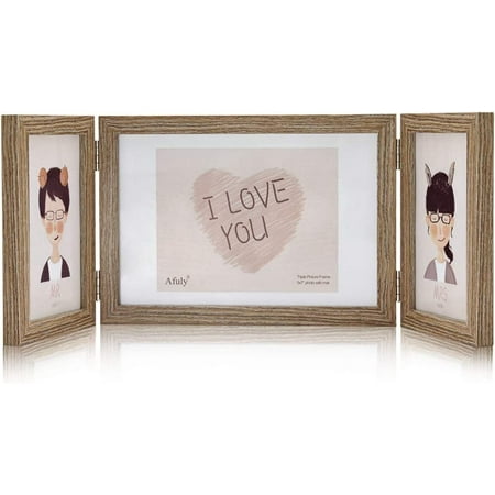 AmPm 3 Picture Frame White 5x7 4x6 Hinged Folding Triple Photo Frames ...