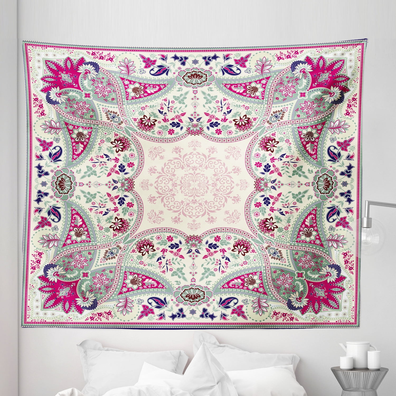 Geometric Tapestry, Geometric Ornamental Square Print Detailed Modern ...