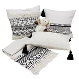 Ivory Boho Tribal Textured Tassels Throw Pillow (Case+Insert, Tassels ...