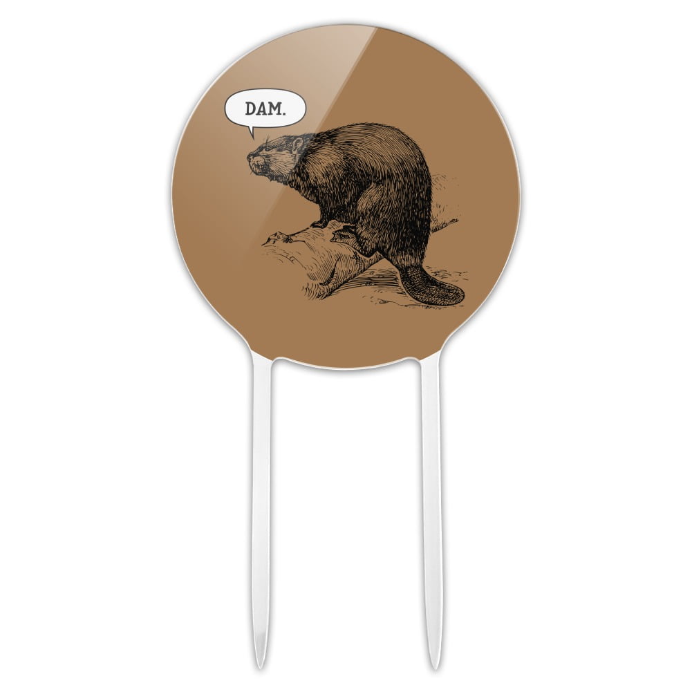 Acrylic Beaver Vintage Dam Damn Cake Topper Party Decoration for ...