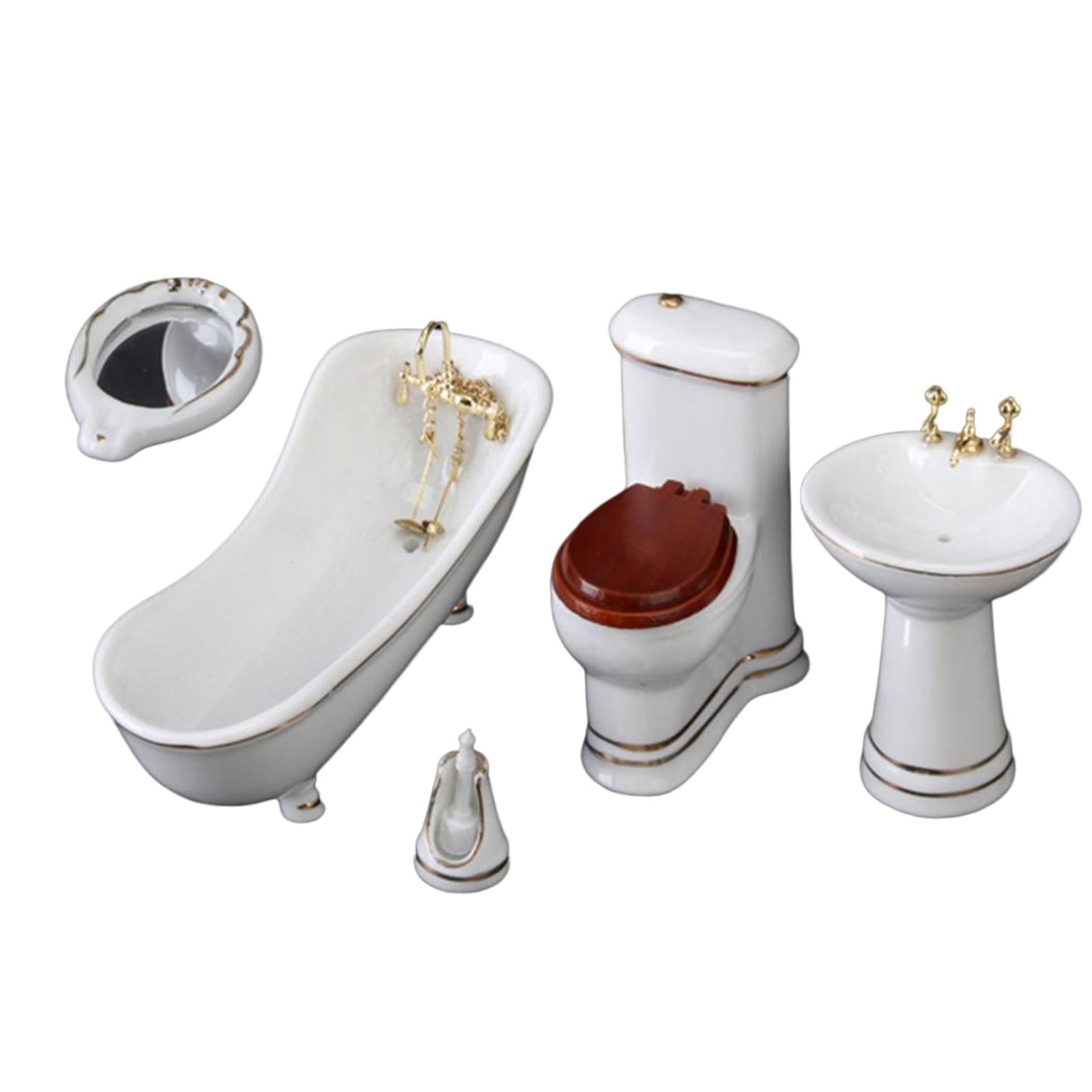 5 Piece Miniature Bathroom Set, Miniature Dollhouse Decoration ...