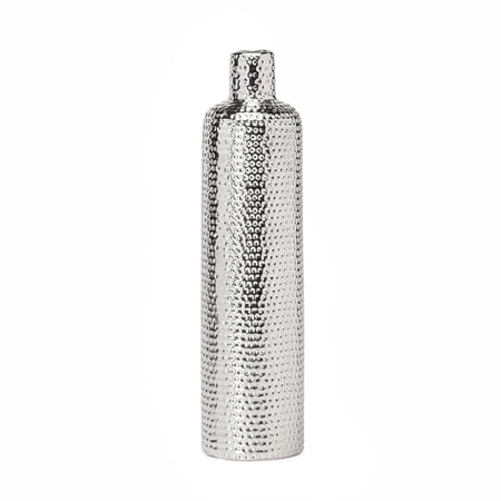 Torre & Tagus Helio Silver Bottle Vase with Hammered Texture for Home ...
