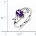Primal Silver Sterling Silver Rhodium Diamond and Amethyst Oval Ring ...