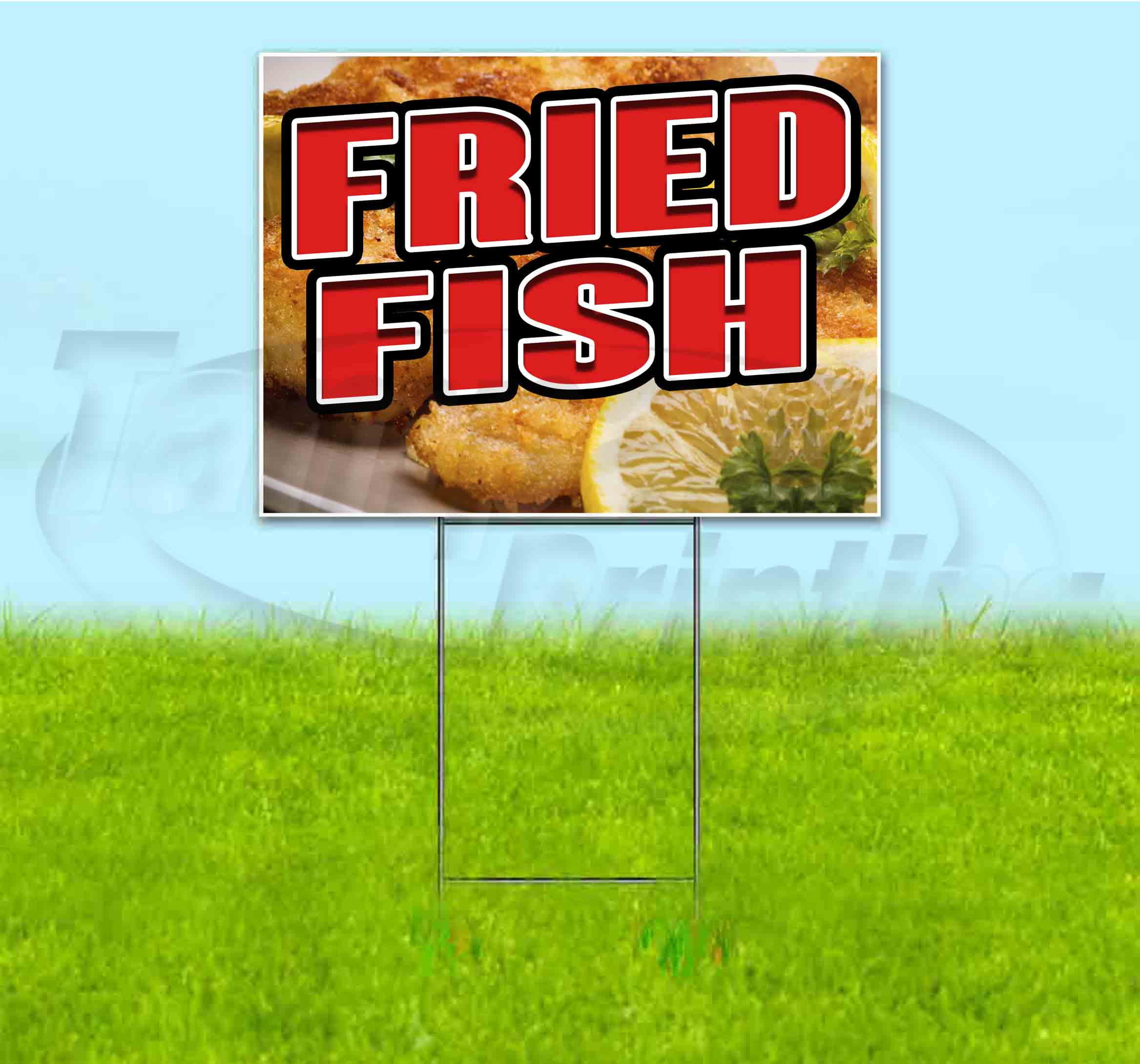 Fried Fish (18" x 24") Yard Sign, Includes Metal Step Stake - Walmart.com