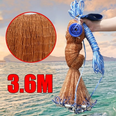 10FT/12FT 3X4M Fishing Net Nylon Monofilament Mesh Easy Throw Hand ...