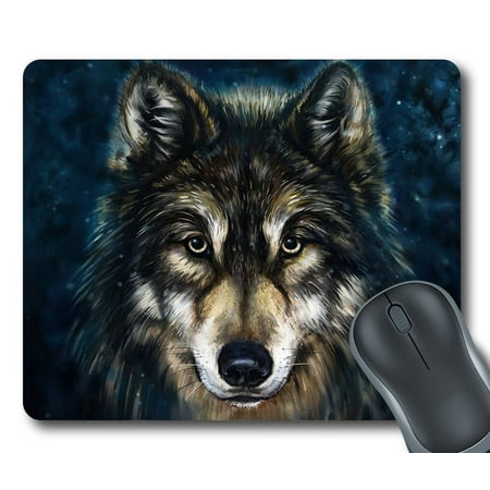 GCKG Brave Black Wolf Mouse Pad Personalized Unique Rectangle Gaming ...