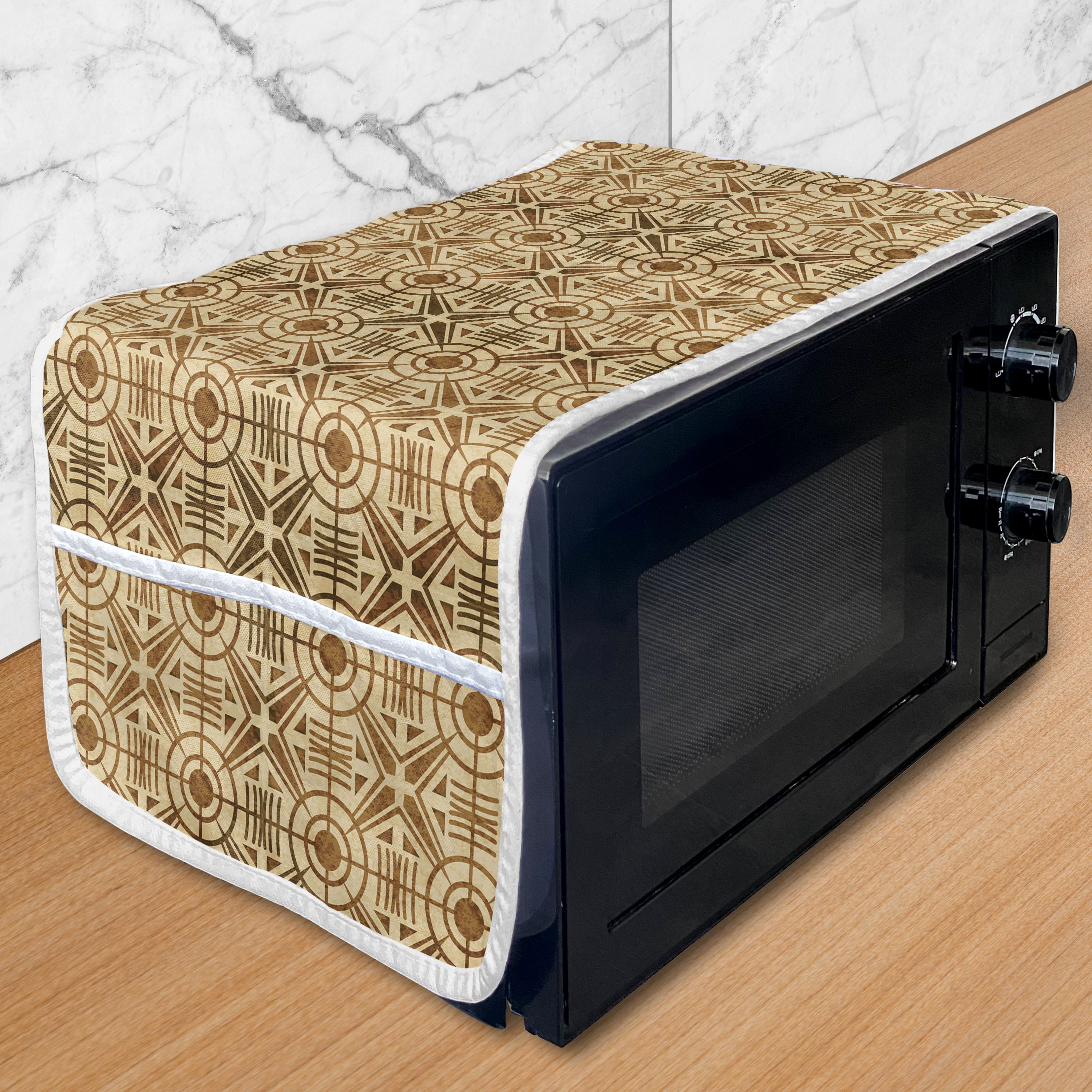 Geometric Microwave Oven Cover, Tribal Geometric Design with Moire ...