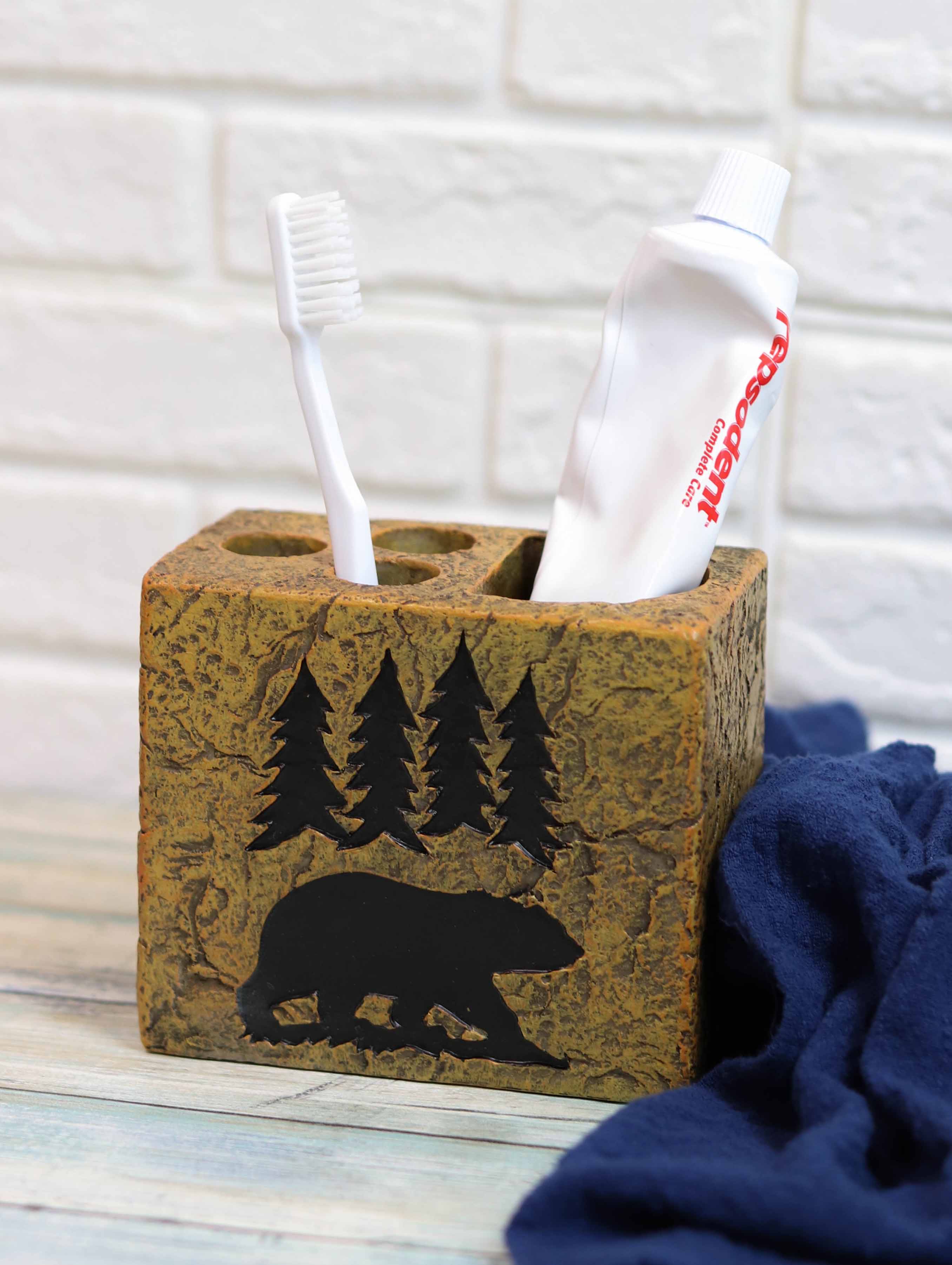 Rustic Western Black Bear By Pine Trees Silhouette Toothbrush ...