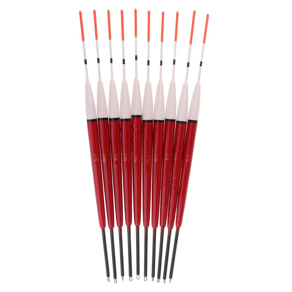 10 Fishing Floats Wood, Fishing Bobber Set Vertical Buoy Bass Fishing ...