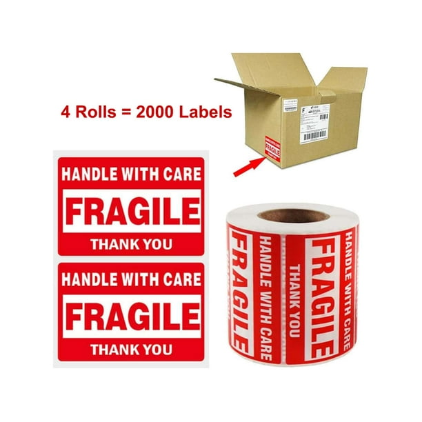 Warning Fragile Tape, 3" X 2" Fragile Handle with Care Warning Stickers ...