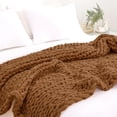 51"x63" Vintage White Chunky Knit Throw Blanket, 100% Hand Knitted ...