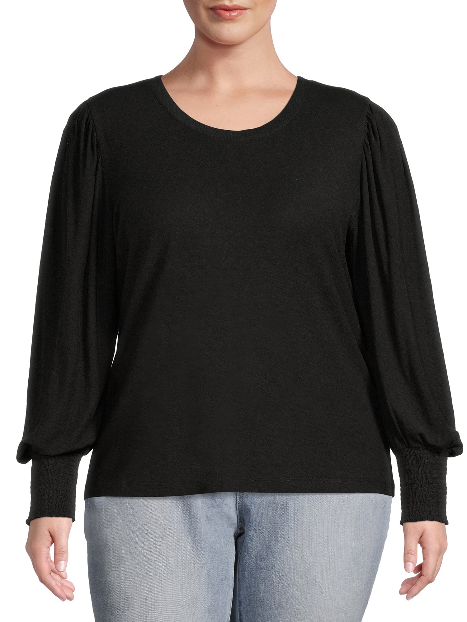 Terra & Sky Women's Plus Size Puff Shoulder Top - Walmart.com