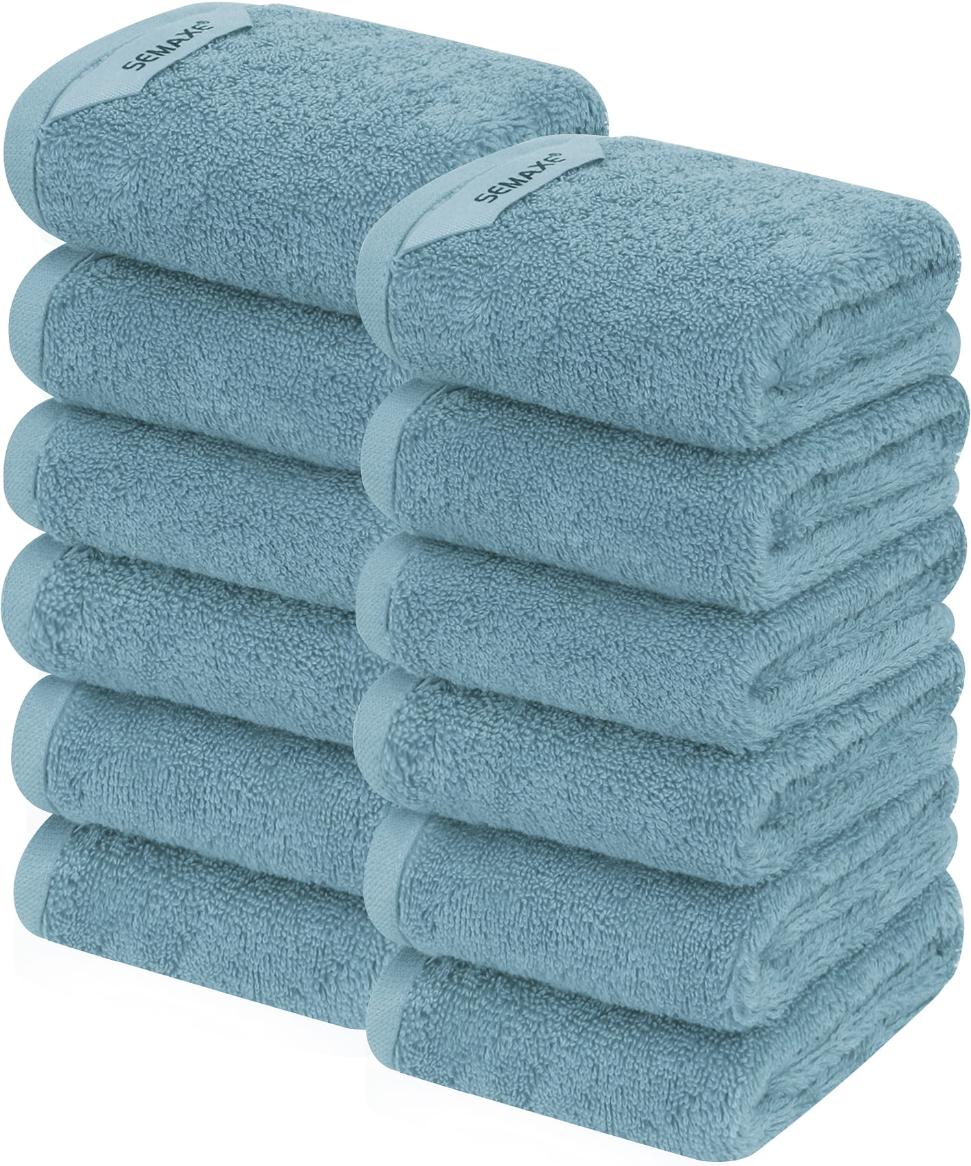 SEMAXE Blue Washcloths Towels Set, 550GSM 100% Combed Cotton， 12-Pack ...