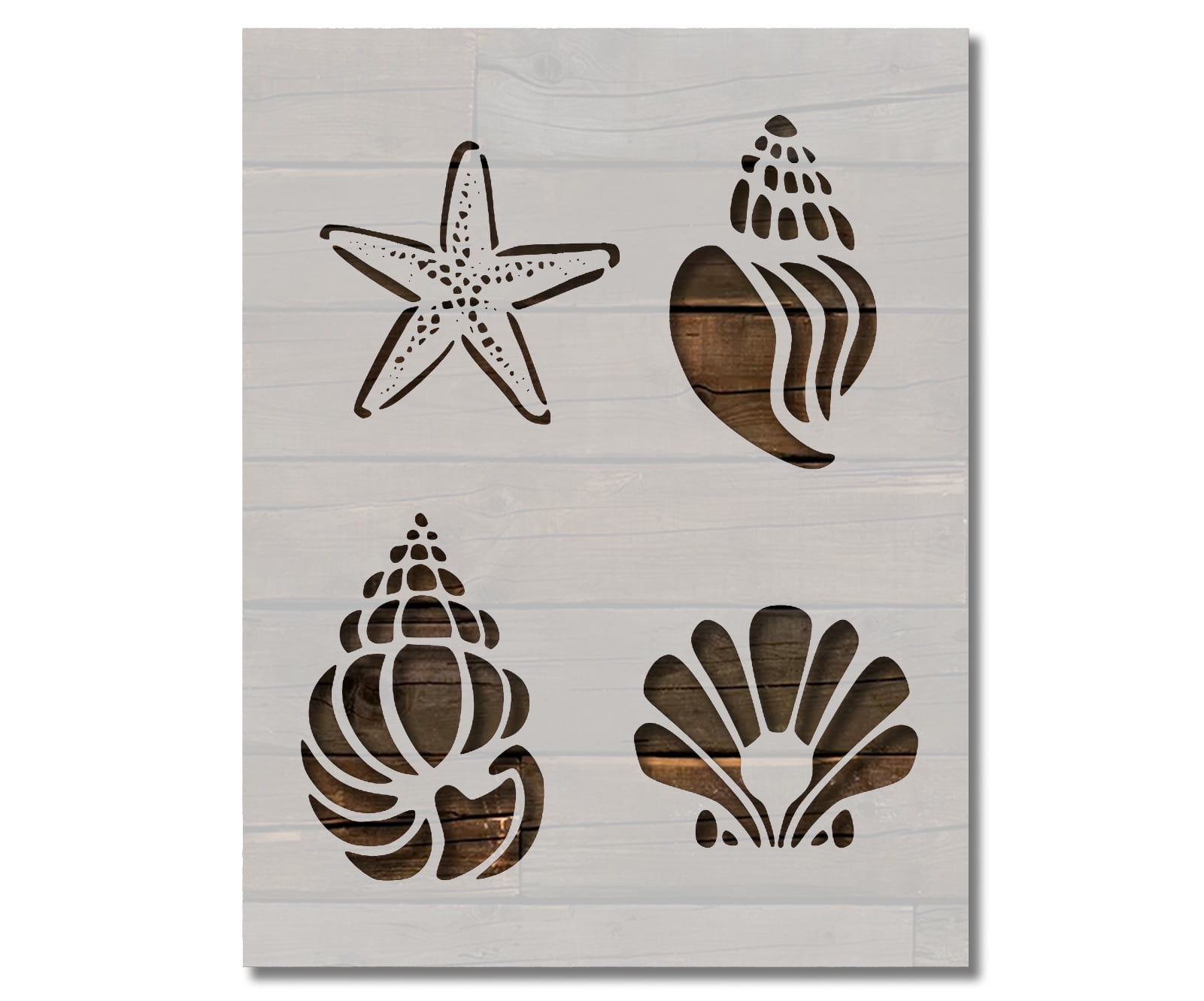 Various Sea Shells Option 3 Stencil Template Reusable 8.5 x 11 Inches ...