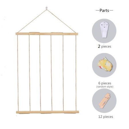 Nursery Office With 12 Wood Clips Hanging Picture Holder Home Photo ...