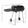 22" Charcoal Barbecue Grill with Portable Wheel, Side Tray and Lower ...