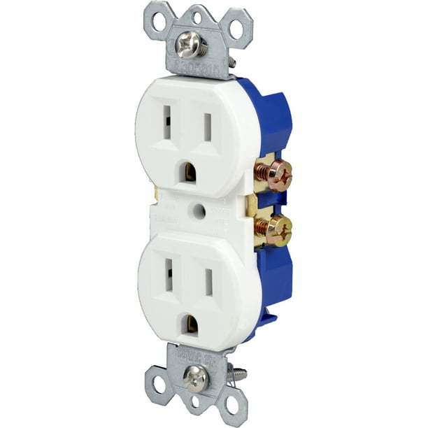 Hyper Tough Grounding Duplex Electrical Outlet, White, 15A – 53129 ...