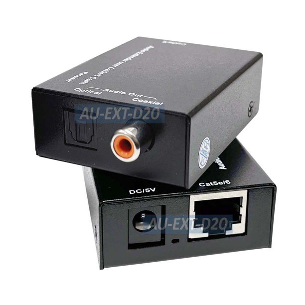 Digital Optical Coaxial SPDIF Audio Extender Over CAT5e CAT6 Cable Kit ...