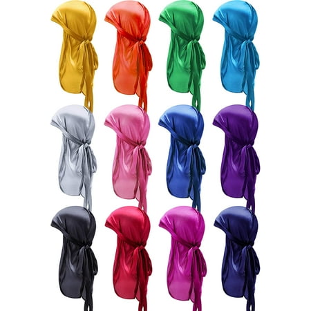 12 Pieces Silky Satin Baby Durags Kids Satin Durag Caps Headwraps with ...