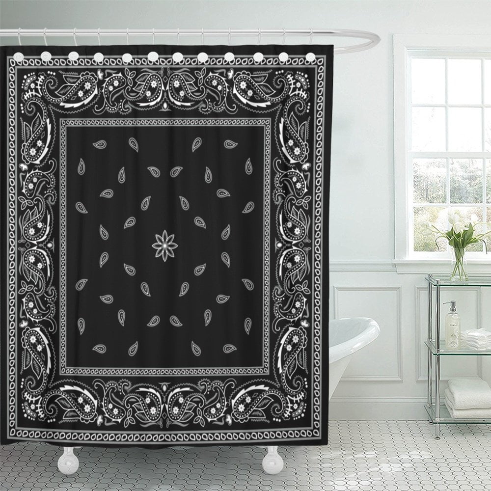 SUTTOM Colorful Paisley Black Bandana Pattern Border Bandanna Scarf ...