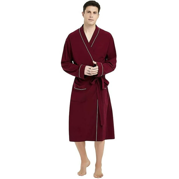 U2SKIIN Mens Cotton Blend Robes, Lightweight Soft Spa Knit Bathrobe for ...