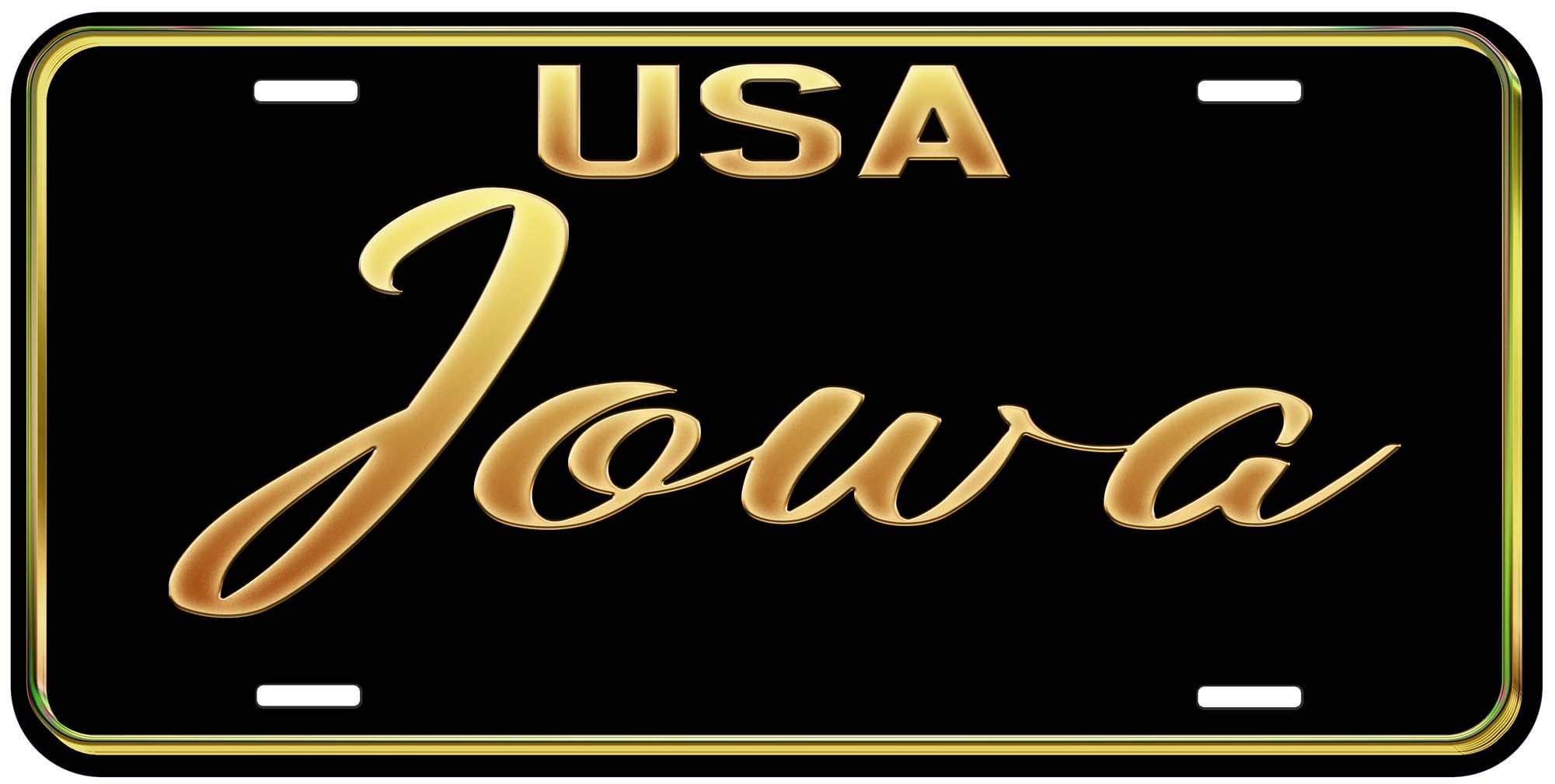 Iowa Black-G Curved Novelty Car Auto License Plate - Walmart.com