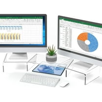PERLESMITH Dual Monitor Stand Riser with Adjustable Length & Angle ...