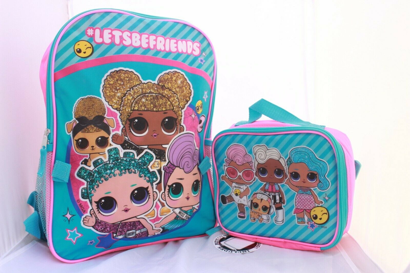 Little Girls School Backpack Lunch box Set Large Cartoon Book Bag Kids ...