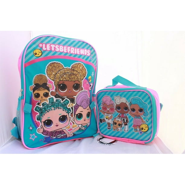 Little Girls School Backpack Lunch box Set Large Cartoon Book Bag Kids ...