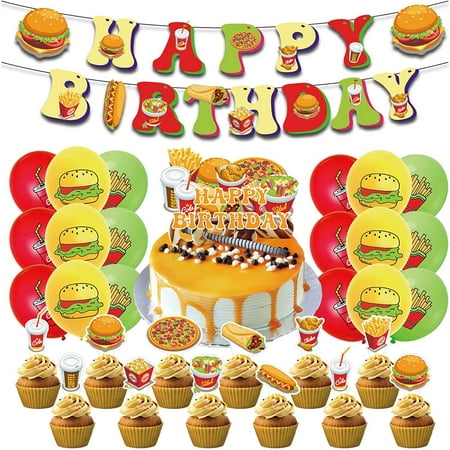 Fast Food Birthday Party Decorations Pizza Party Supplies including ...