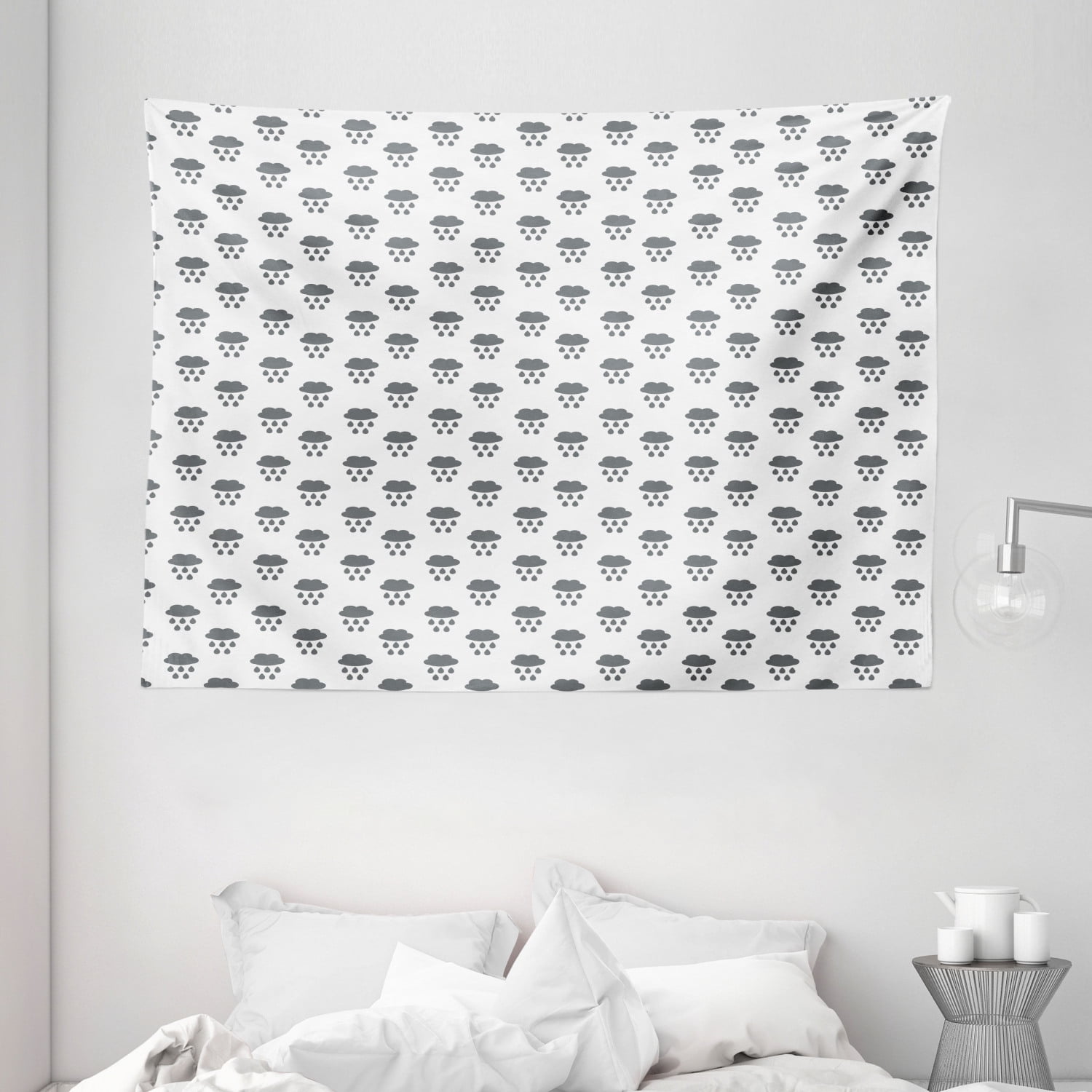 Rain Tapestry, Abstract Graphic Rain Clouds Pattern with Continuous ...