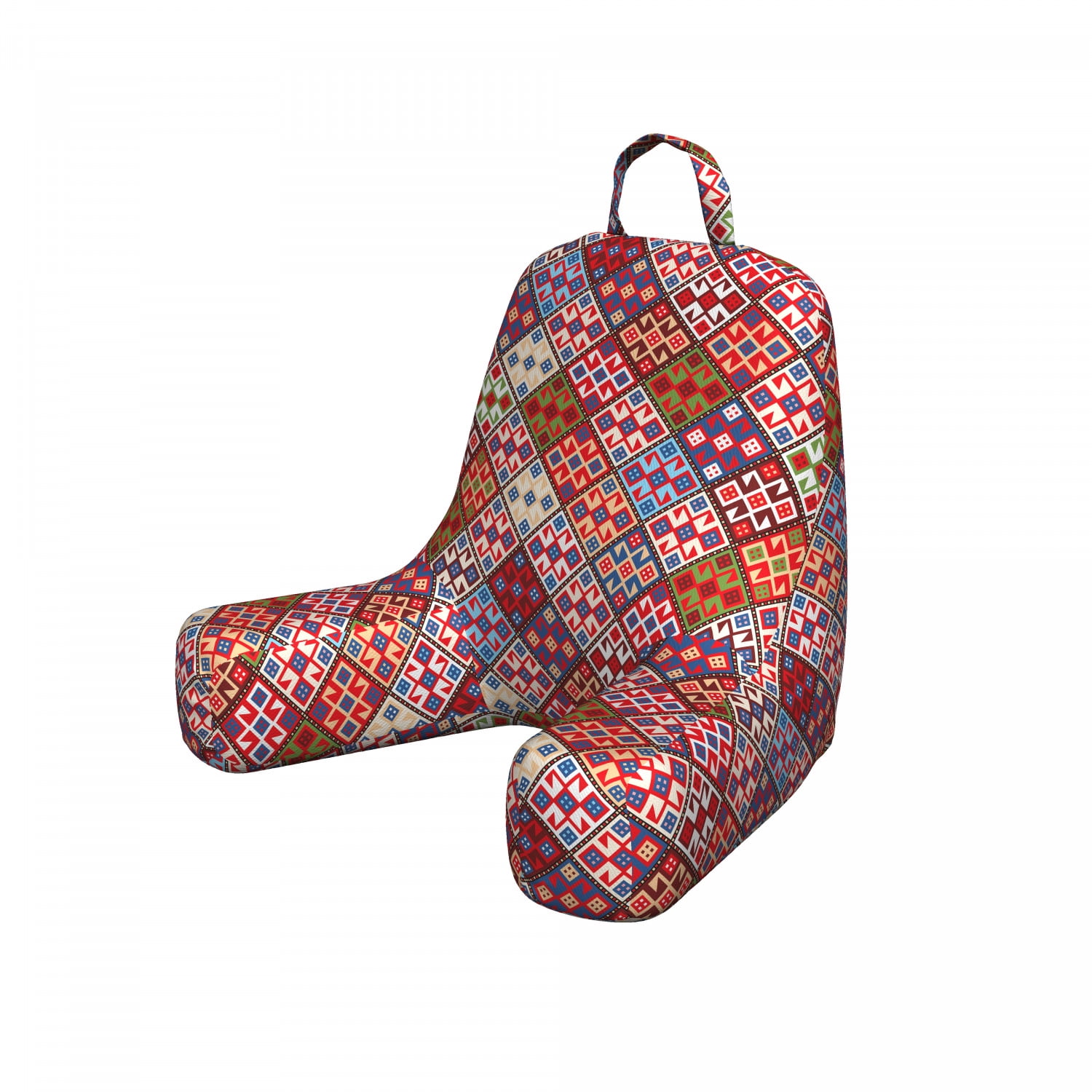 Colorful Reading Pillow, Various Skewed Square Nomadic Rug Looking ... Colorful Reading Pillow, Various Skewed Square Nomadic Rug Looking ...