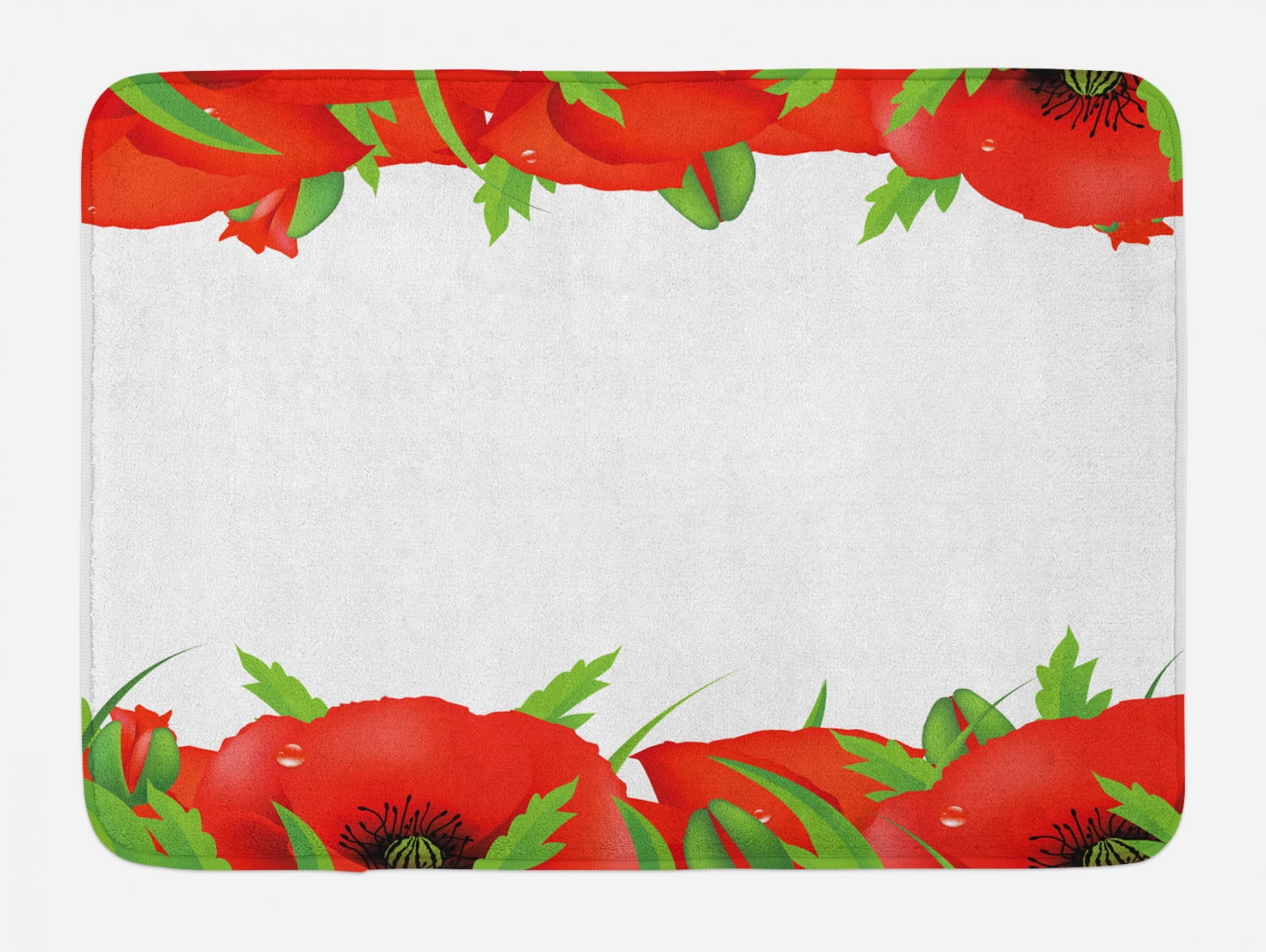 Poppy Bath Mat, Perennial Gardening Bedding Plants Border with Booming ...