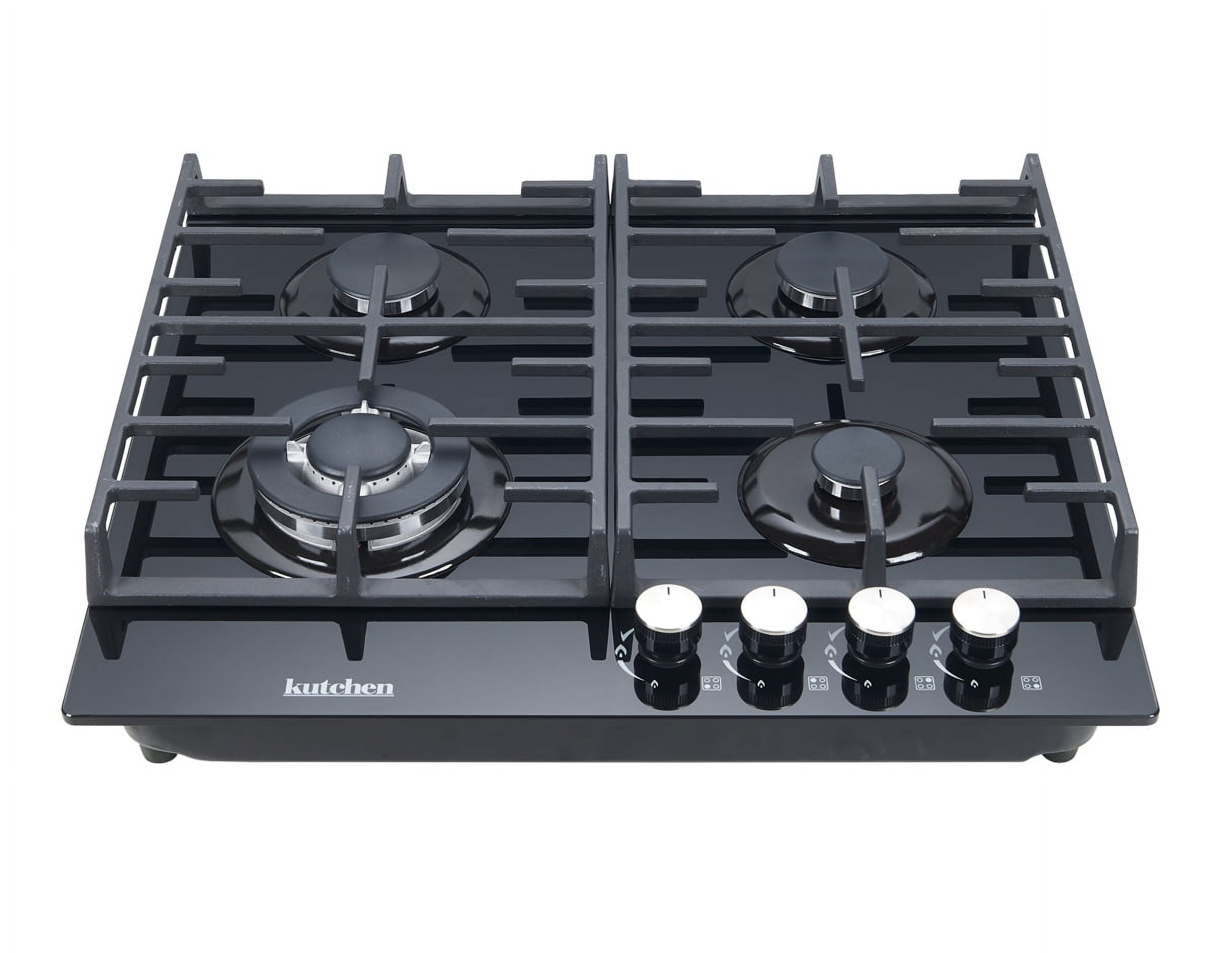 Parrilla Gas KUTCHEN KPG42660B 4 Quemadores Cristal Templado Negro 60cm ...
