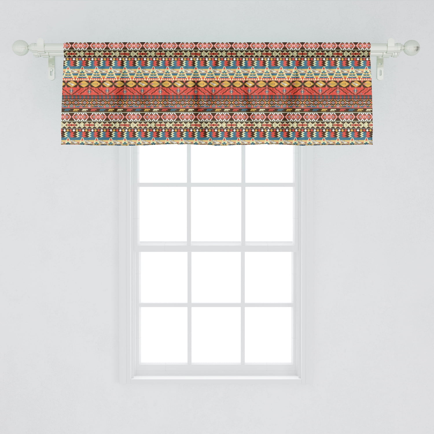 Ambesonne Colorful Window Valance Aztec Pattern With Birds Flowers And
