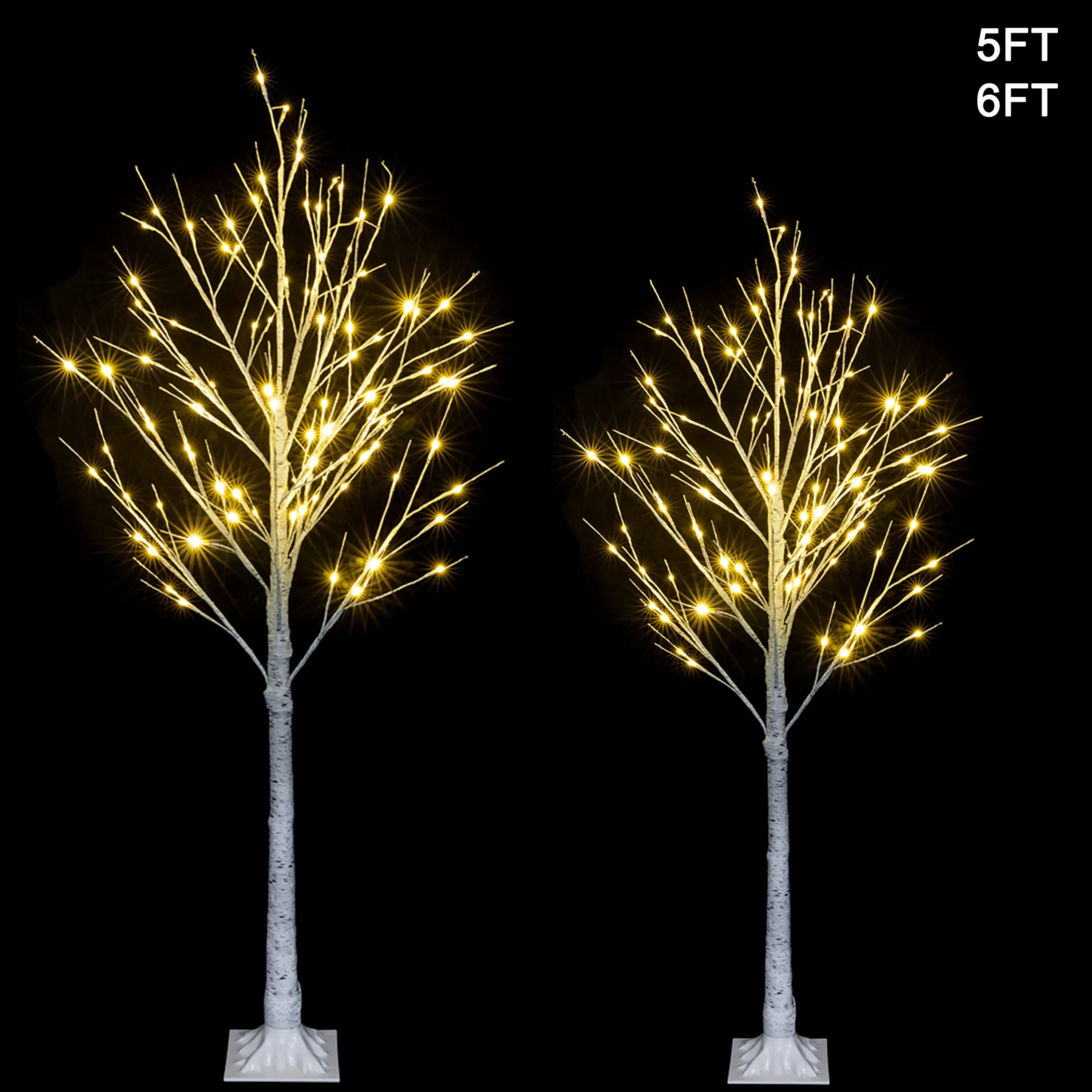 Lighted Tree 2 Pack, LED Birch Trees for Christmas, 5’&6’H Snowflake ...