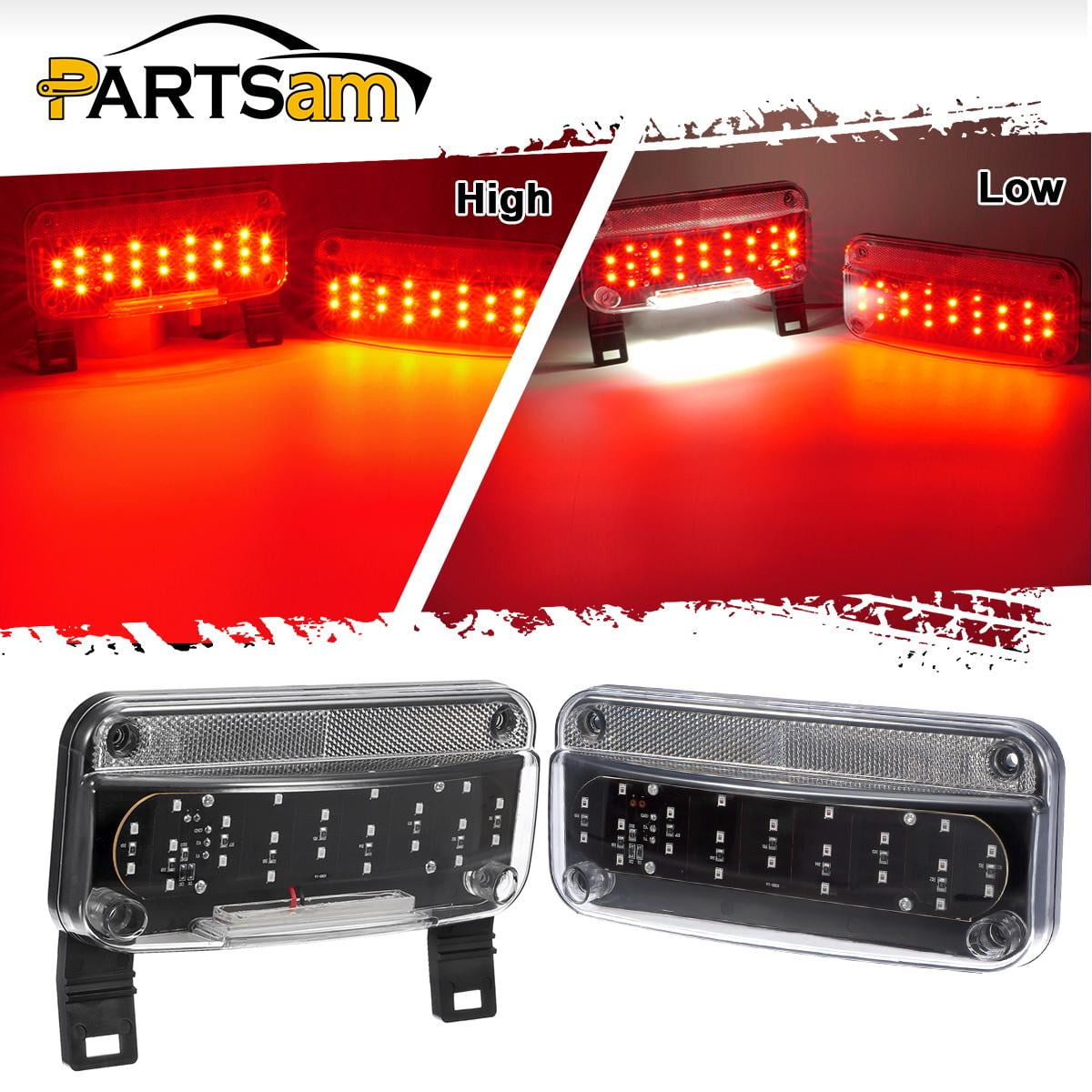 Partsam Red LED RV Camper Trailer Stop Turn Brake Tail Lights - Walmart.com