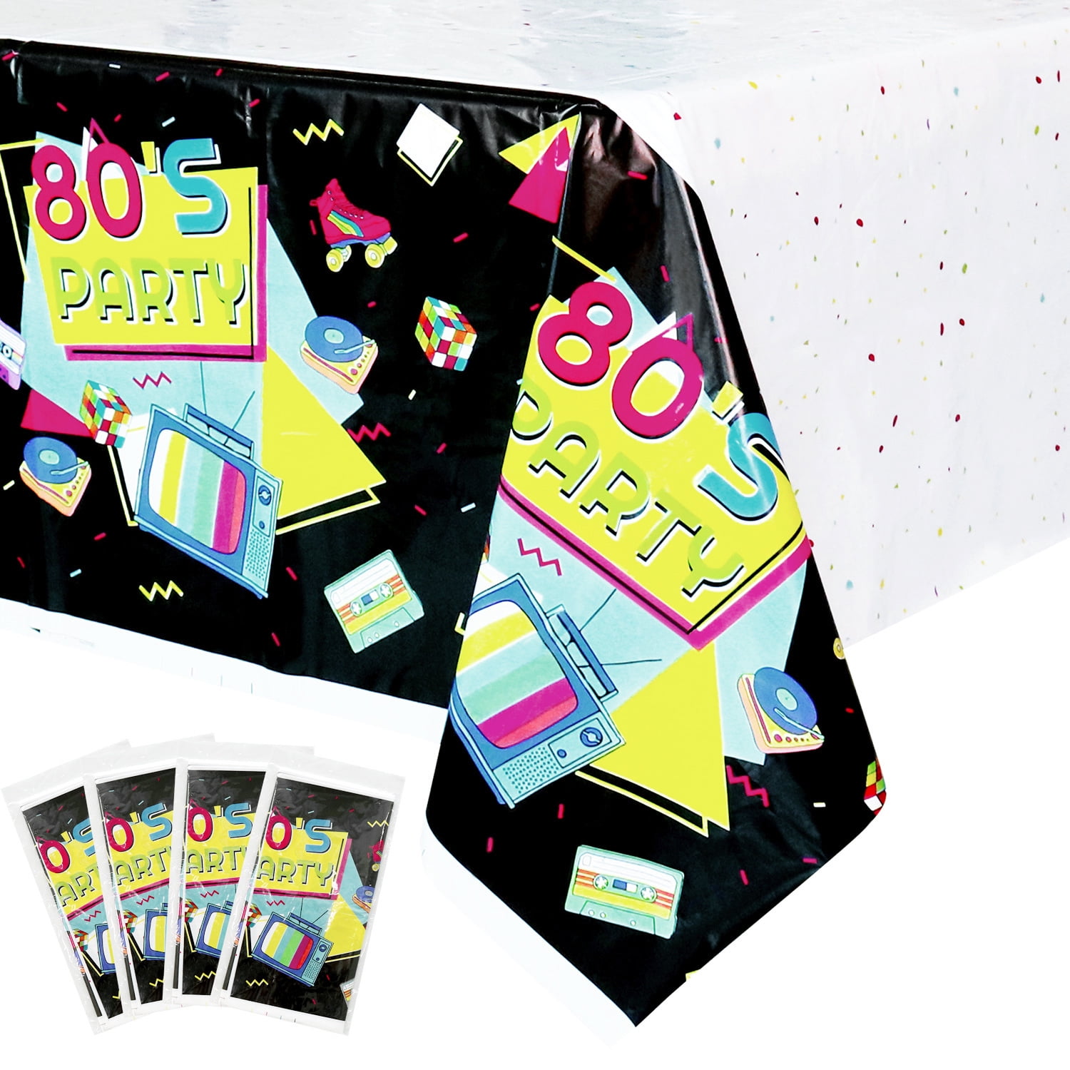 4 Pack 80s Plastic Party Tablecloths - Back to the 80s Party ...