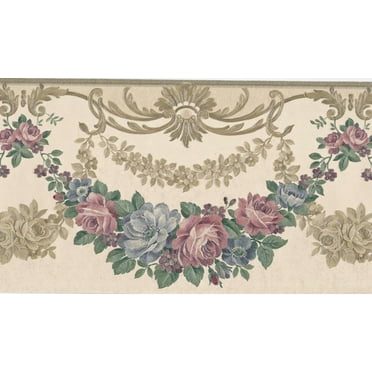 877704 Scalloped Edge Floral Satin Wallpaper Border 978b05164 - 6 ...