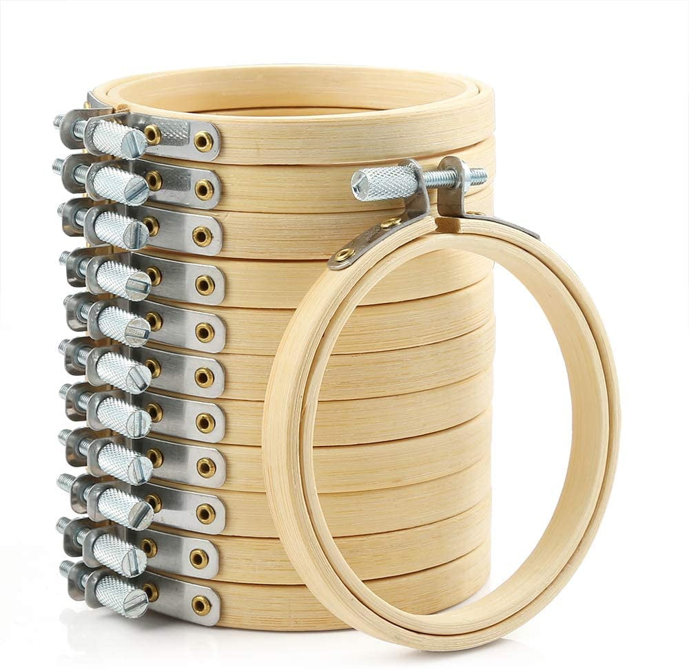 Clearance Pllieay 12 Pieces 3 Inch Embroidery Hoops Bamboo Circle Cross ...