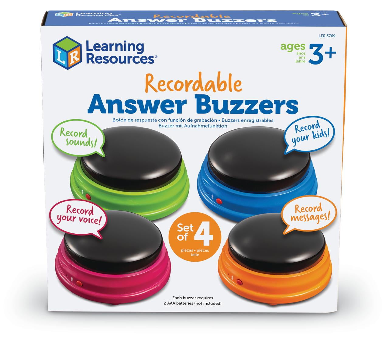 Learning Resources Recordable Answer Buzzers - Set of 4, Ages 3+ Game ...