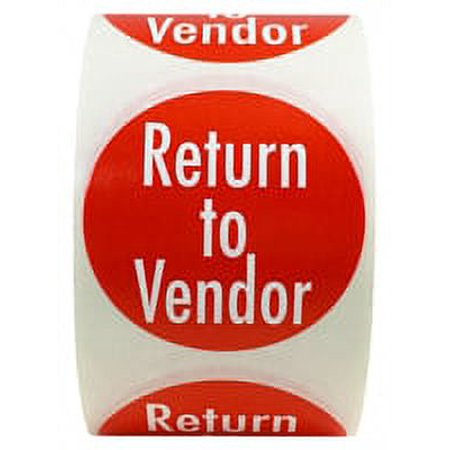 Red with White "Return to Vendor" Stickers | 1.5" Inches Round | 500 ...