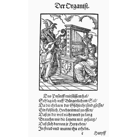 Organist, 1568. /Nan Organist Accompanied By A String Musician. Woodcut ...