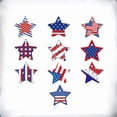 10Pcs Red White Blue Glitter Star Hanging Ornaments – 5-Point Wooden ...