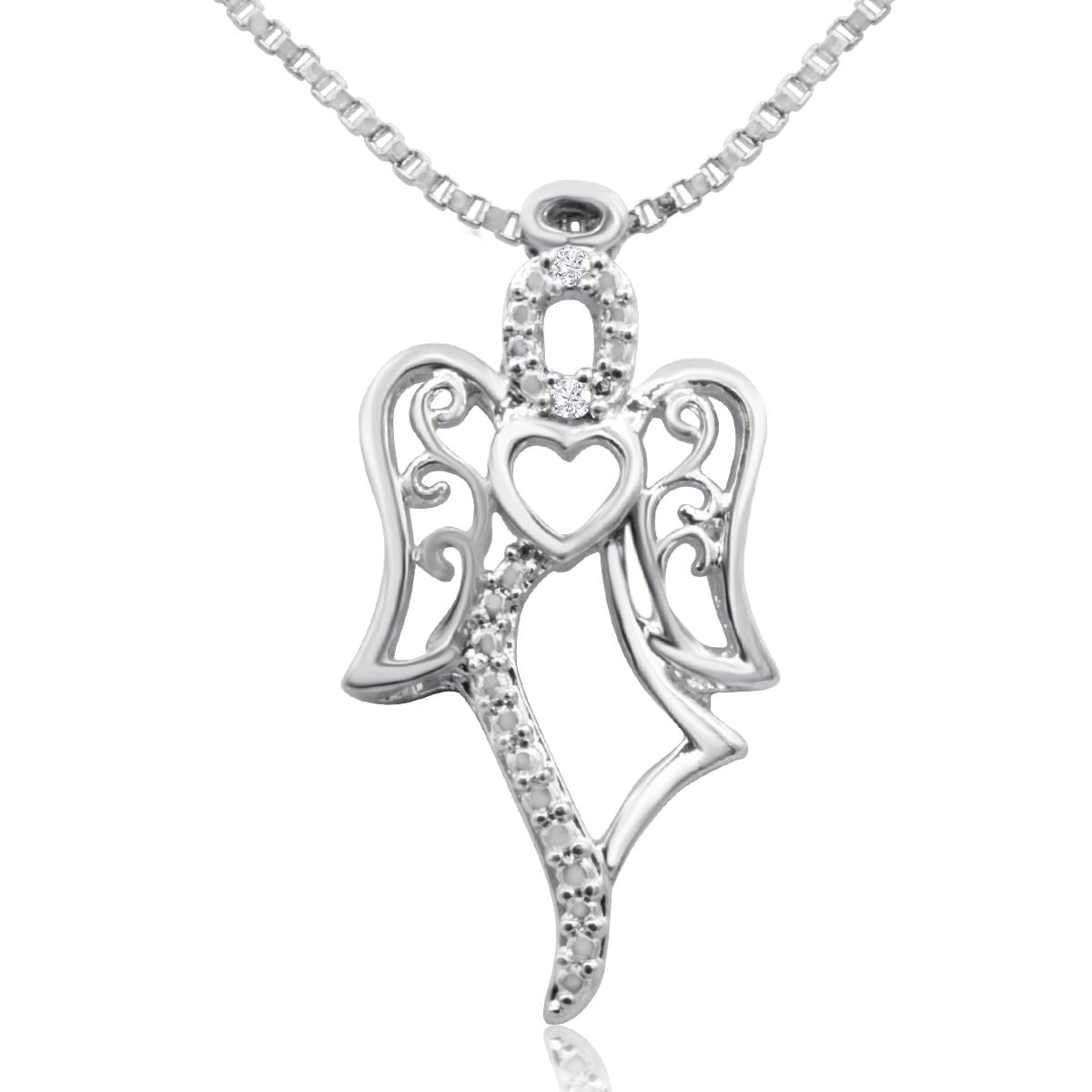 SuperJeweler Diamond Accent Angel Necklace, 18 inches for Women ...