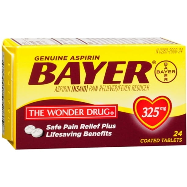 Bayer Aspirin Genuine 325mg Tablets 24 ct. (Pack of 2) - Walmart.com