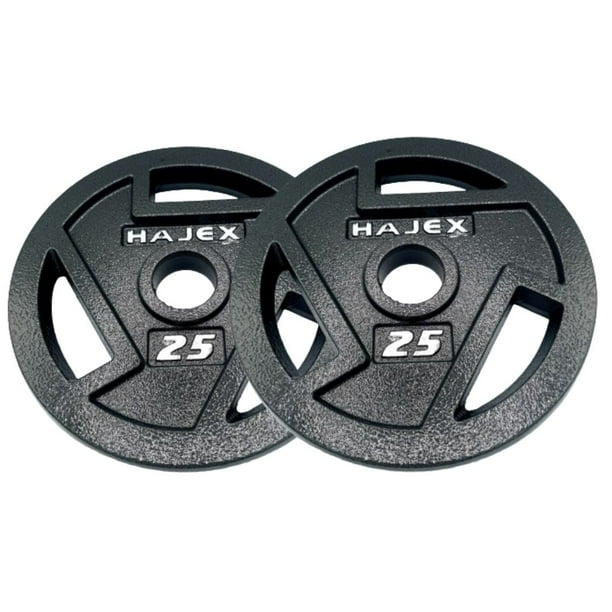 HAJEX Olympic Tri Grip Cast Iron Weight Plates 2 inch - (2.5LB, 5LB ...